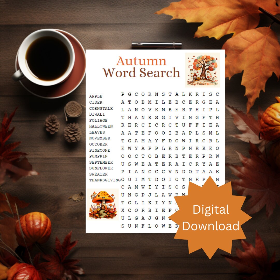 Autumn/fall Wordsearch Printable - Etsy