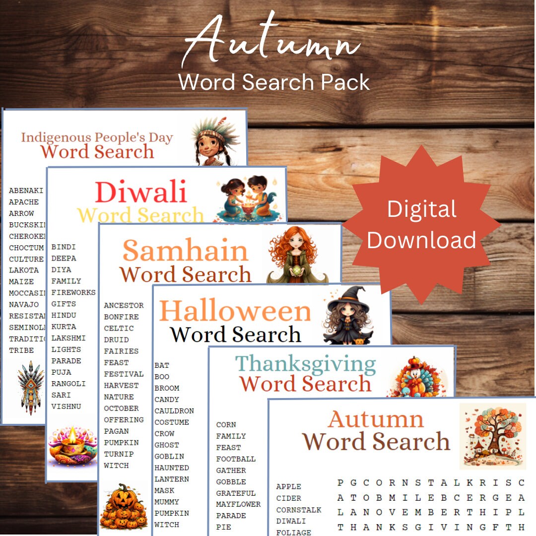 Autumn/fall Word Search Bundle - Thanksgiving, Indigenous People's Day ...