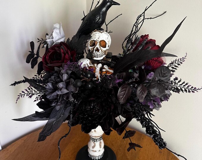 Halloween Centerpiece, Halloween Decor, Light up Skeleton Arrangement ...