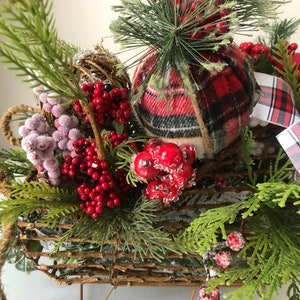 Winter Woodland Centerpiece, Rustic Sleigh, Farmhouse Sleigh, Wooden ...