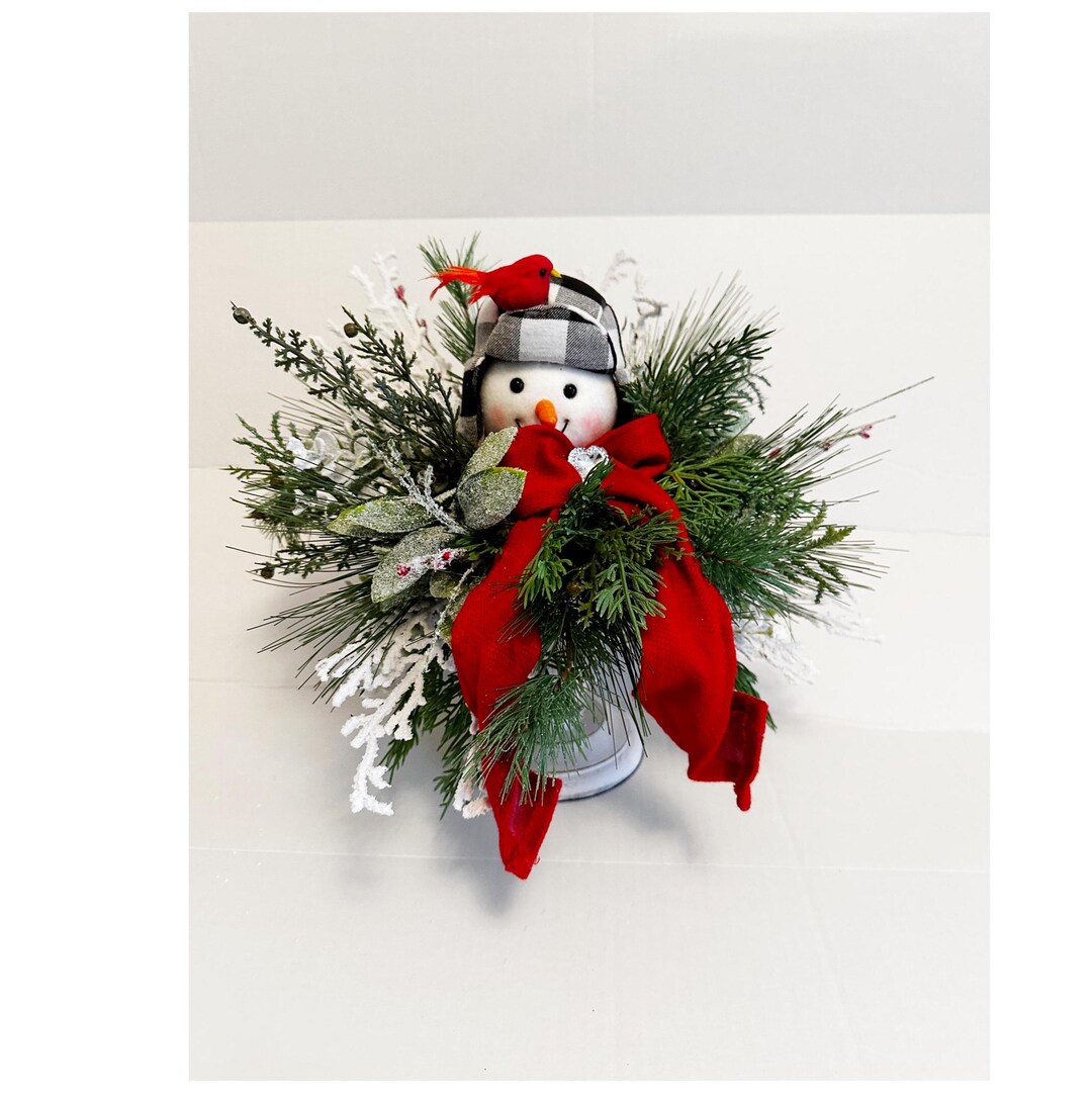 Snowman on Candlestick, Snowman and Cardinal, Snowman Decor, Snowman ...