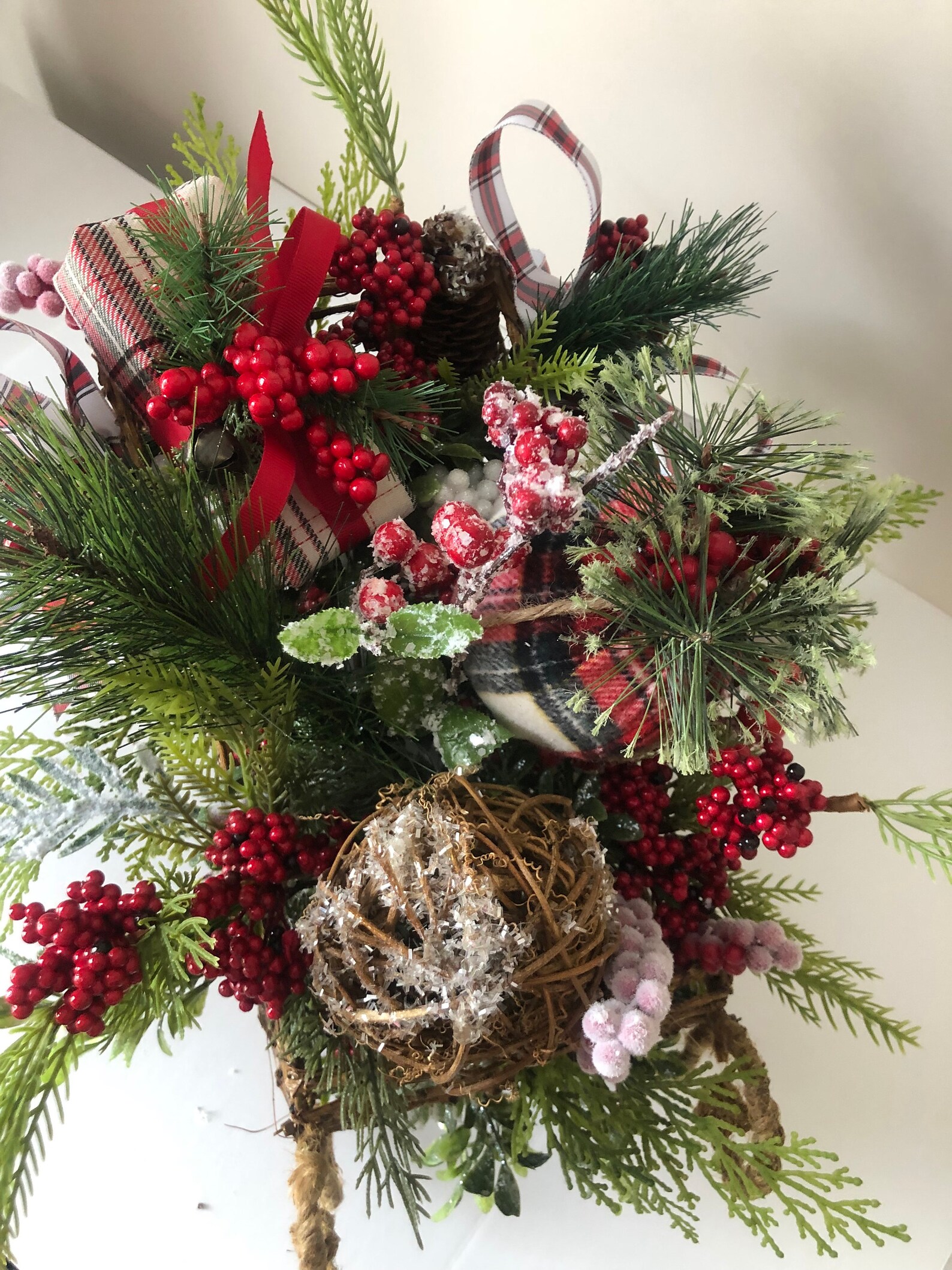 Winter Woodland Centerpiece, Rustic Sleigh, Farmhouse Sleigh, Wooden ...