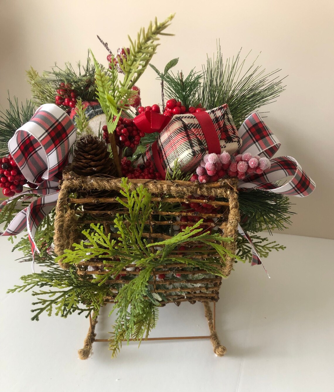 Winter Woodland Centerpiece Rustic Sleigh Farmhouse Sleigh - Etsy