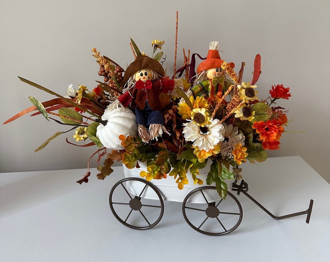 Fall Wagon Centerpiece, Table Decorations, Fall Arrangement, Seasonal ...
