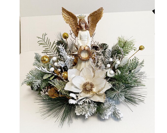 Angel Arrangement, Angel Centerpiece, Winter Angel Table Decor ...