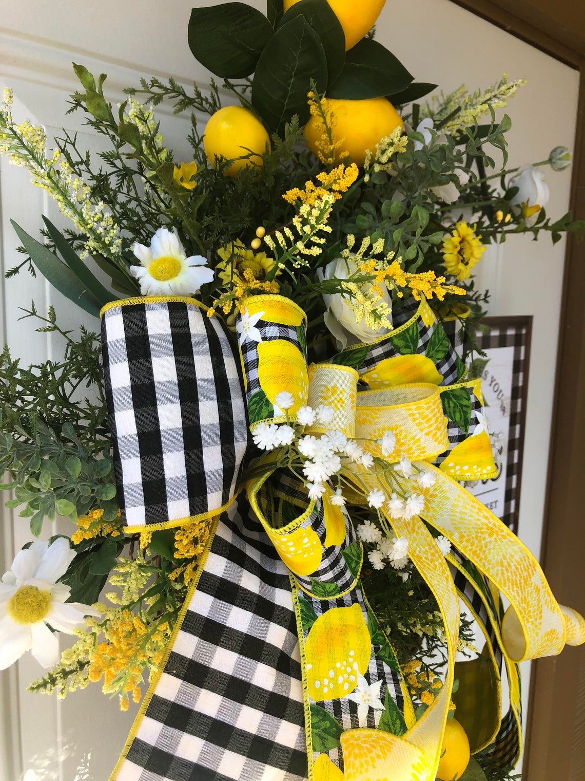 Lemon Wreath for Front Door, Lemon Wreath for Kitchen, Lemon Wreath ...