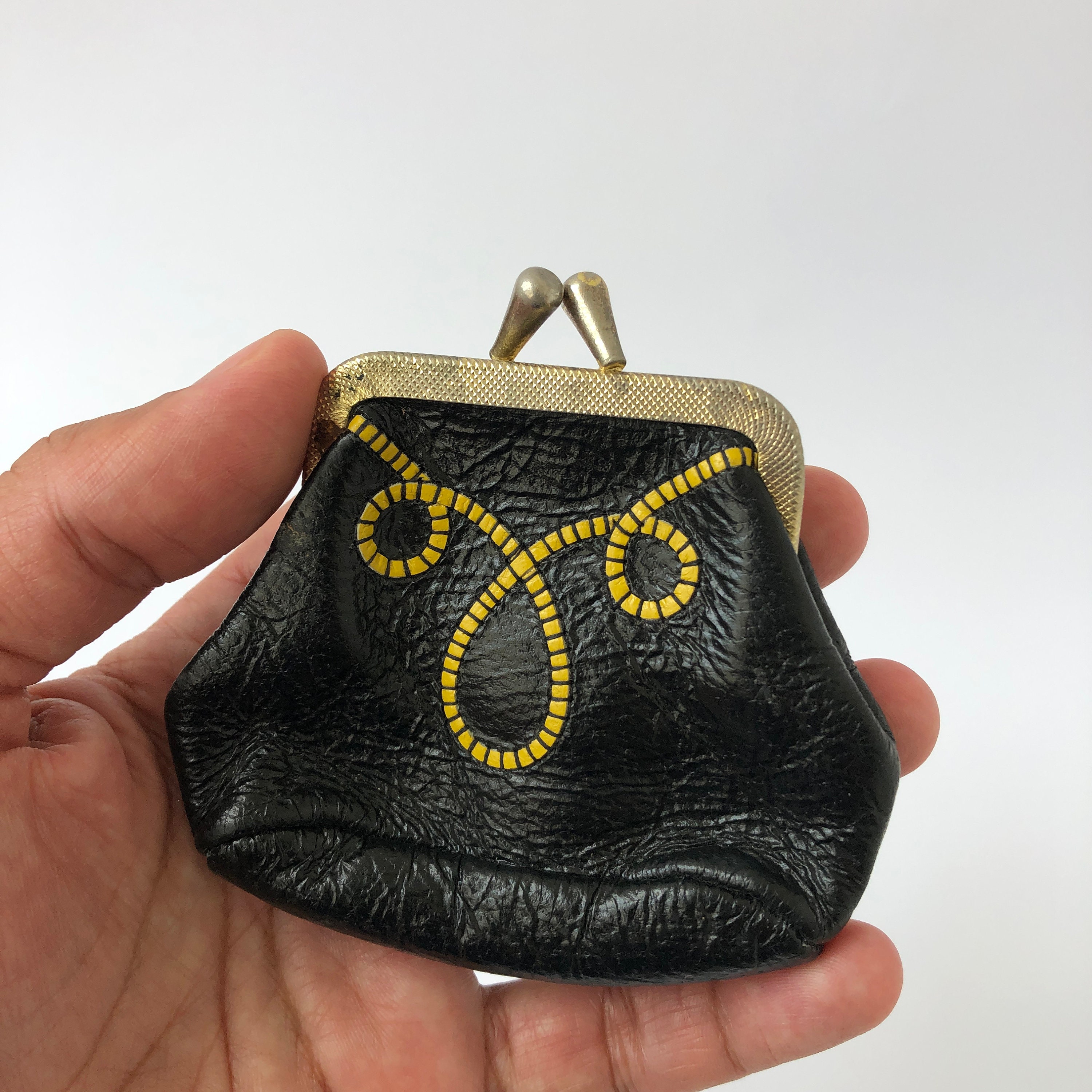 Vintage Leather Wallet, Coin Wallet, Black Wallet, Accessory, Small ...