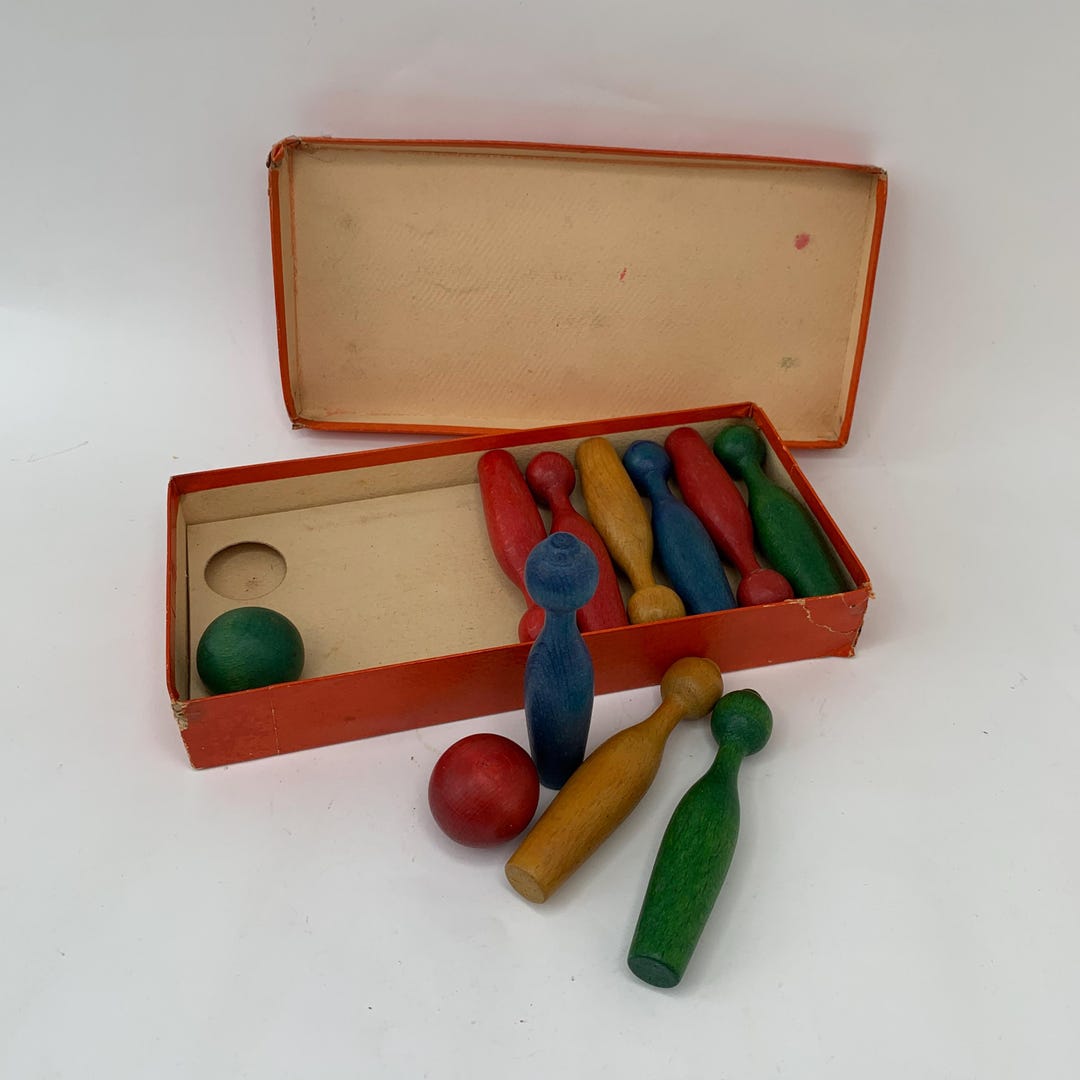 Vintage Bowling Game, Skittles, Old Board Game, Wooden Toys, Family ...