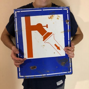 Vintage Enameled Sign Fire Crane, Soviet Metal Sign, Antique Sign, Rare ...