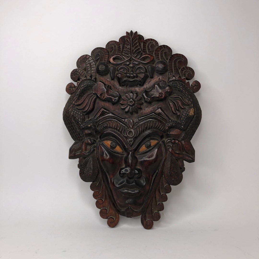 Vintage Wood Mask, Large Wall Mask, Carved Mask, Wall Decor - Etsy
