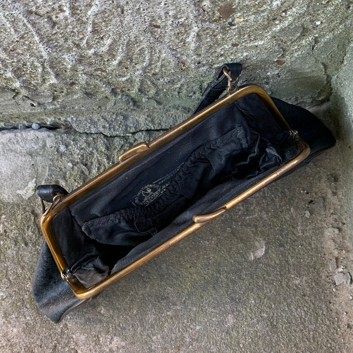 Vintage bag in the style of the 60s Reticule Black handbag | Etsy