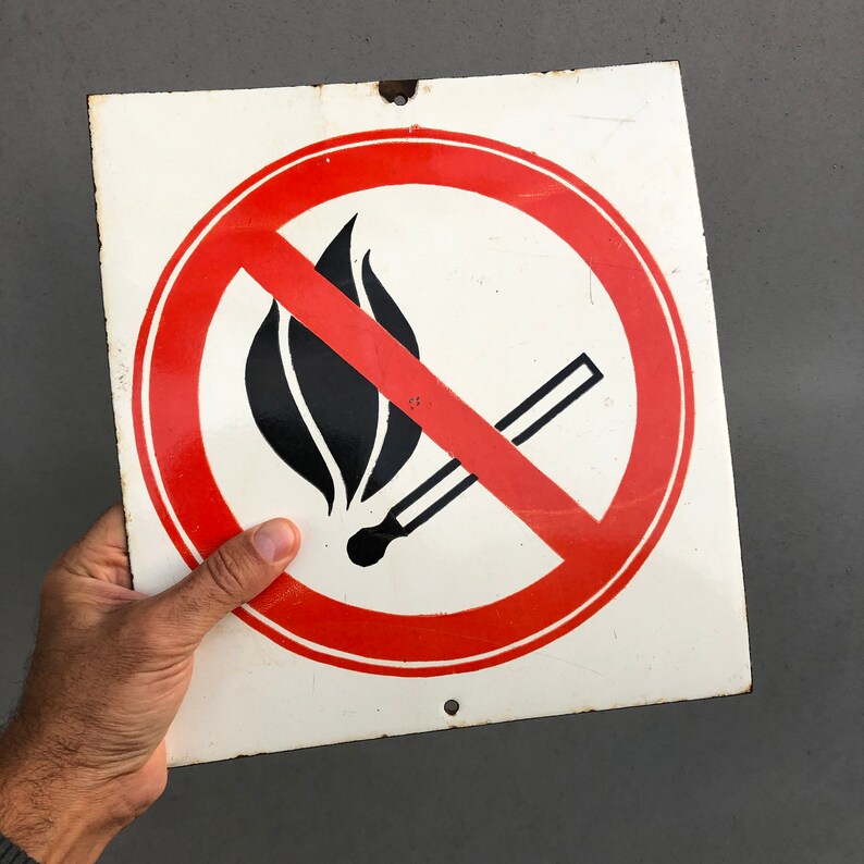 Vintage Enamel Sign, Flammable, Soviet Sign, Warning Sign, Industrial ...