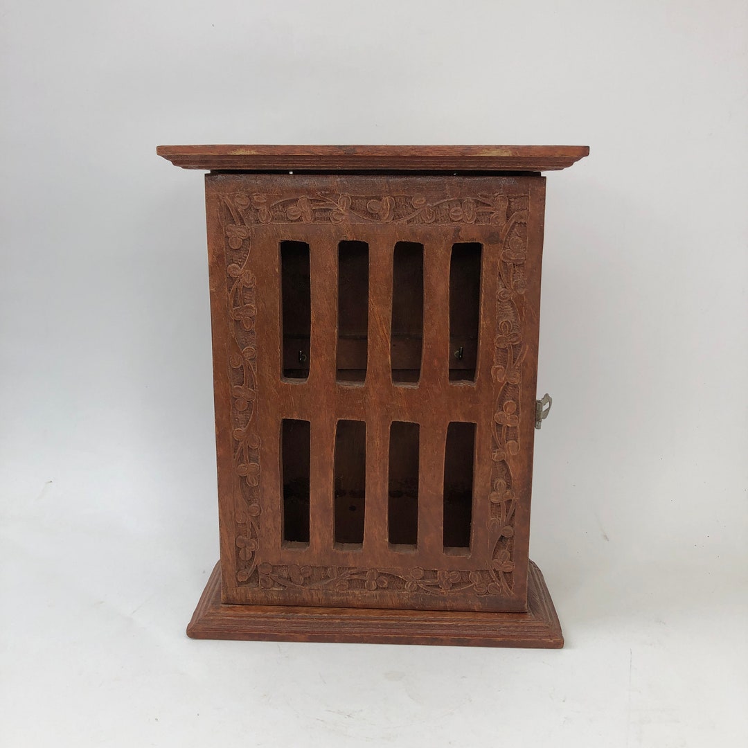 Vintage Key Cabinet, Wooden Hanging Cabinet, Decorative Storage Shelf ...