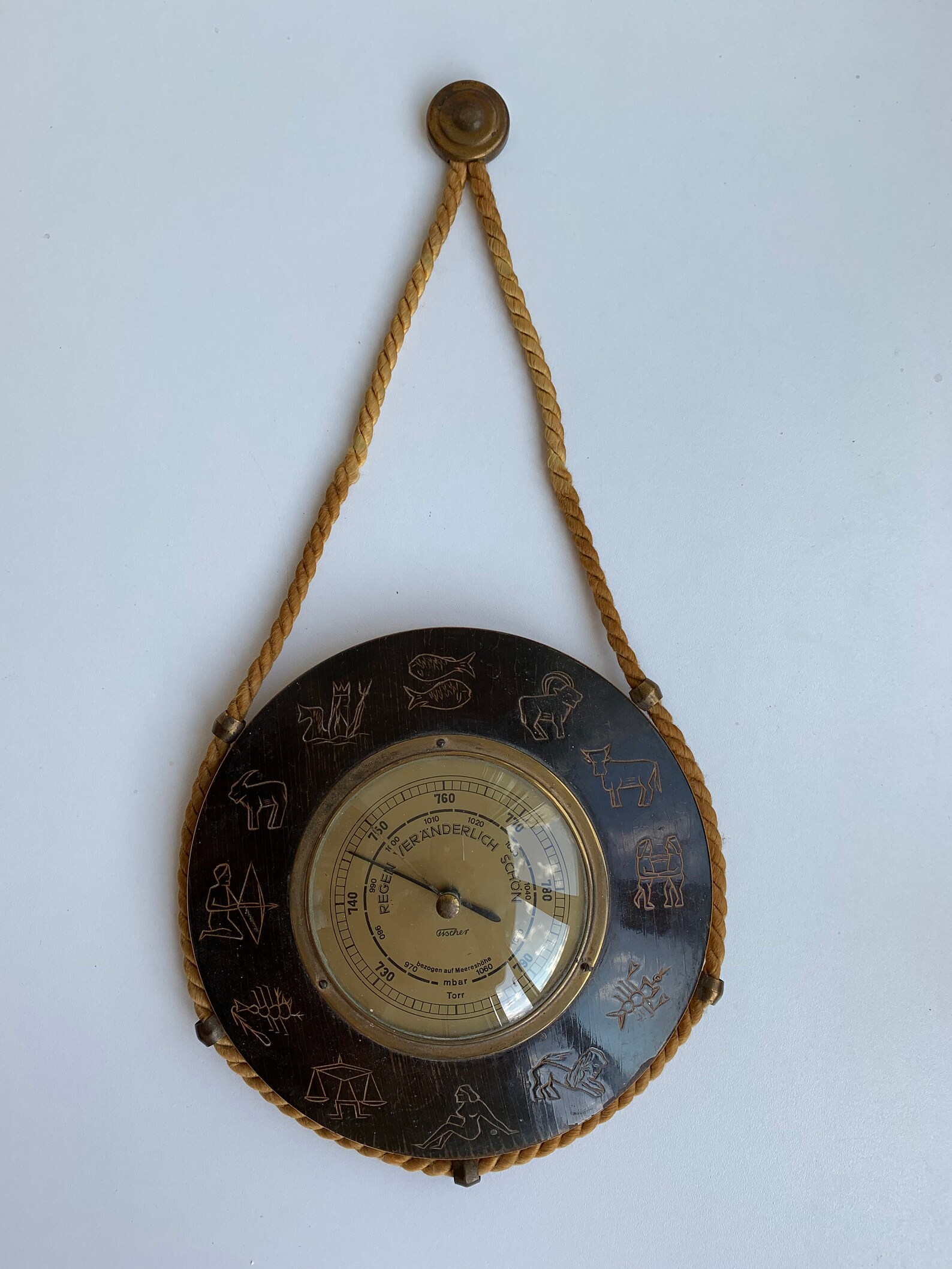 FISCHER GDR Vintage Barometer 60s Wooden Round Barometer - Etsy