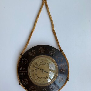 FISCHER GDR Vintage Barometer 60s Wooden Round Barometer Zodiac Signs ...