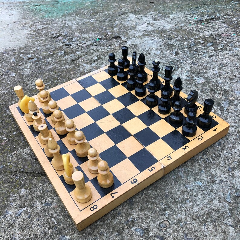Old Chess Soviet Wooden Chess Chess Set USSR 80x chess | Etsy