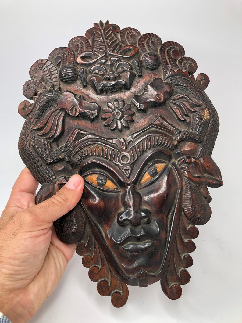 Vintage Wood Mask Large Wall Mask Carved Mask Wall Decor - Etsy