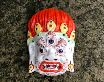 Large Vintage Porcelain Mask Mongolia Fire God Porcelain | Etsy
