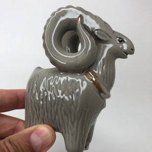 Vintage Faience Sculpture, Faience Ram,, Table Figurine, Collectible ...