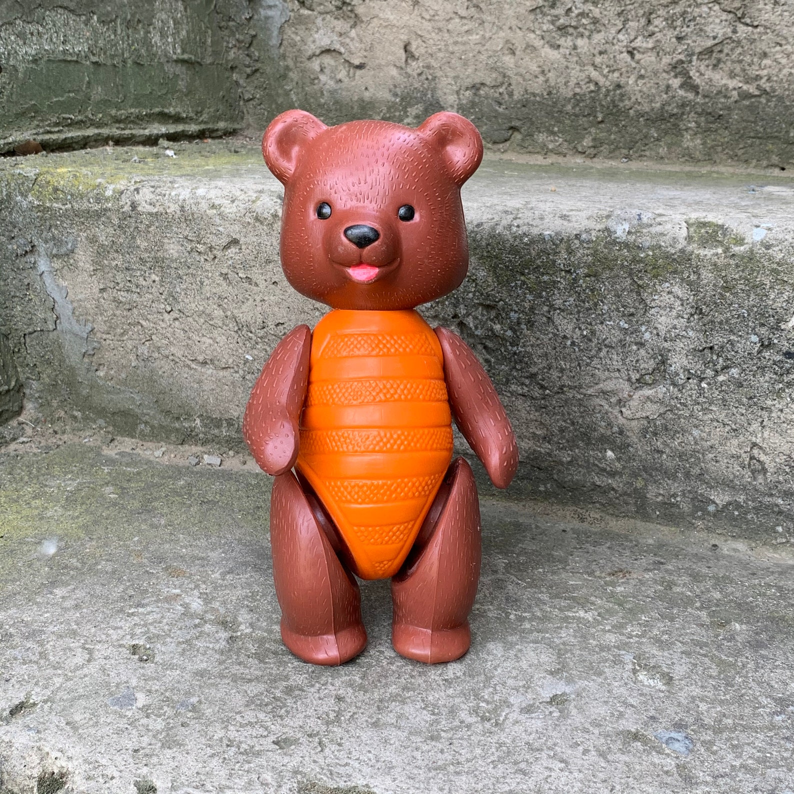 Vintage Toy Bear, Brown Plastic Bear, Soviet Toy, Rare Toy, Bear Toy ...
