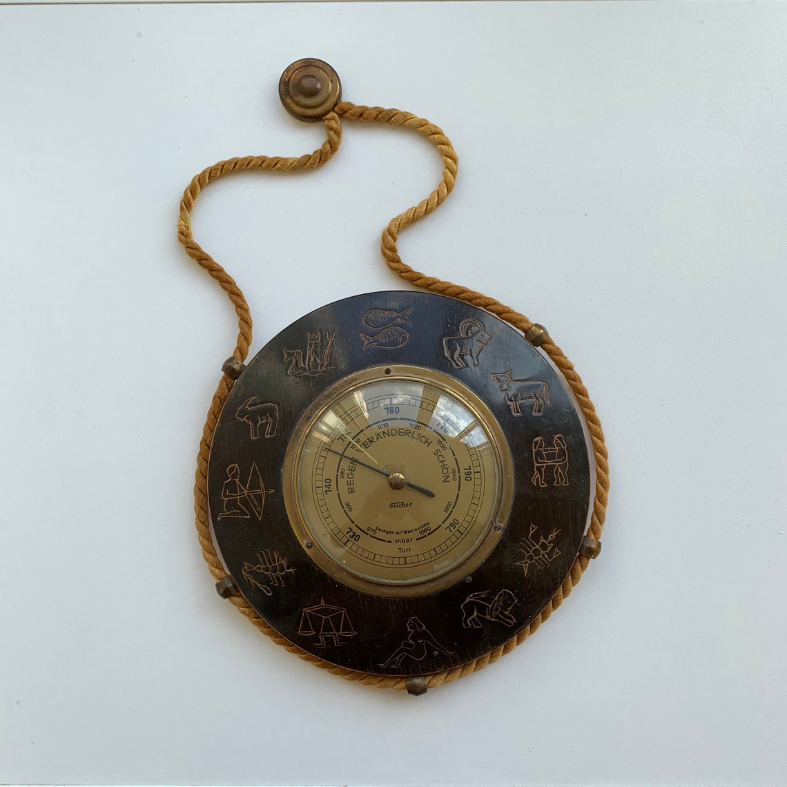FISCHER GDR Vintage Barometer 60s Wooden Round Barometer - Etsy