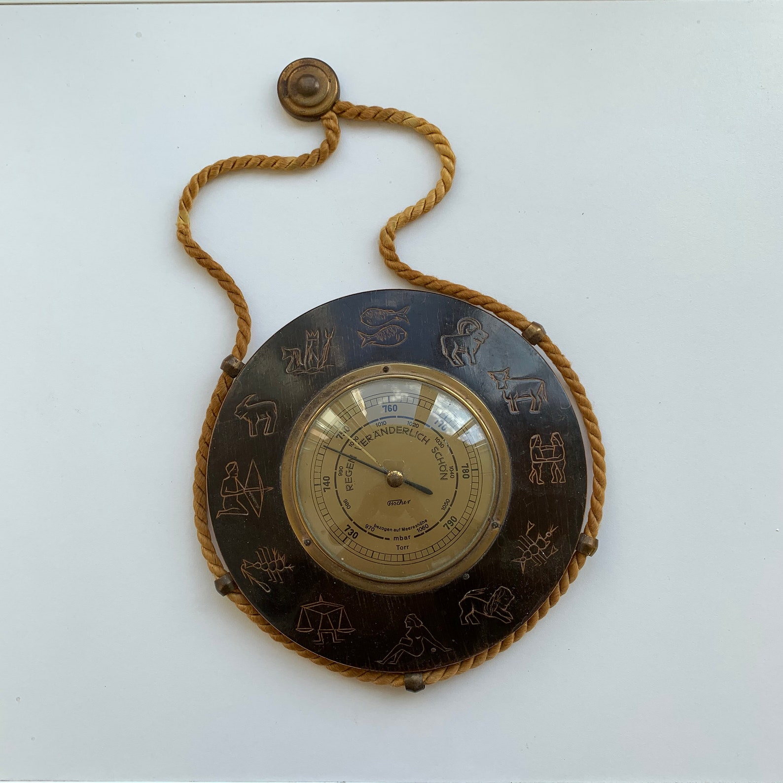 FISCHER GDR Vintage Barometer 60s Wooden Round Barometer - Etsy