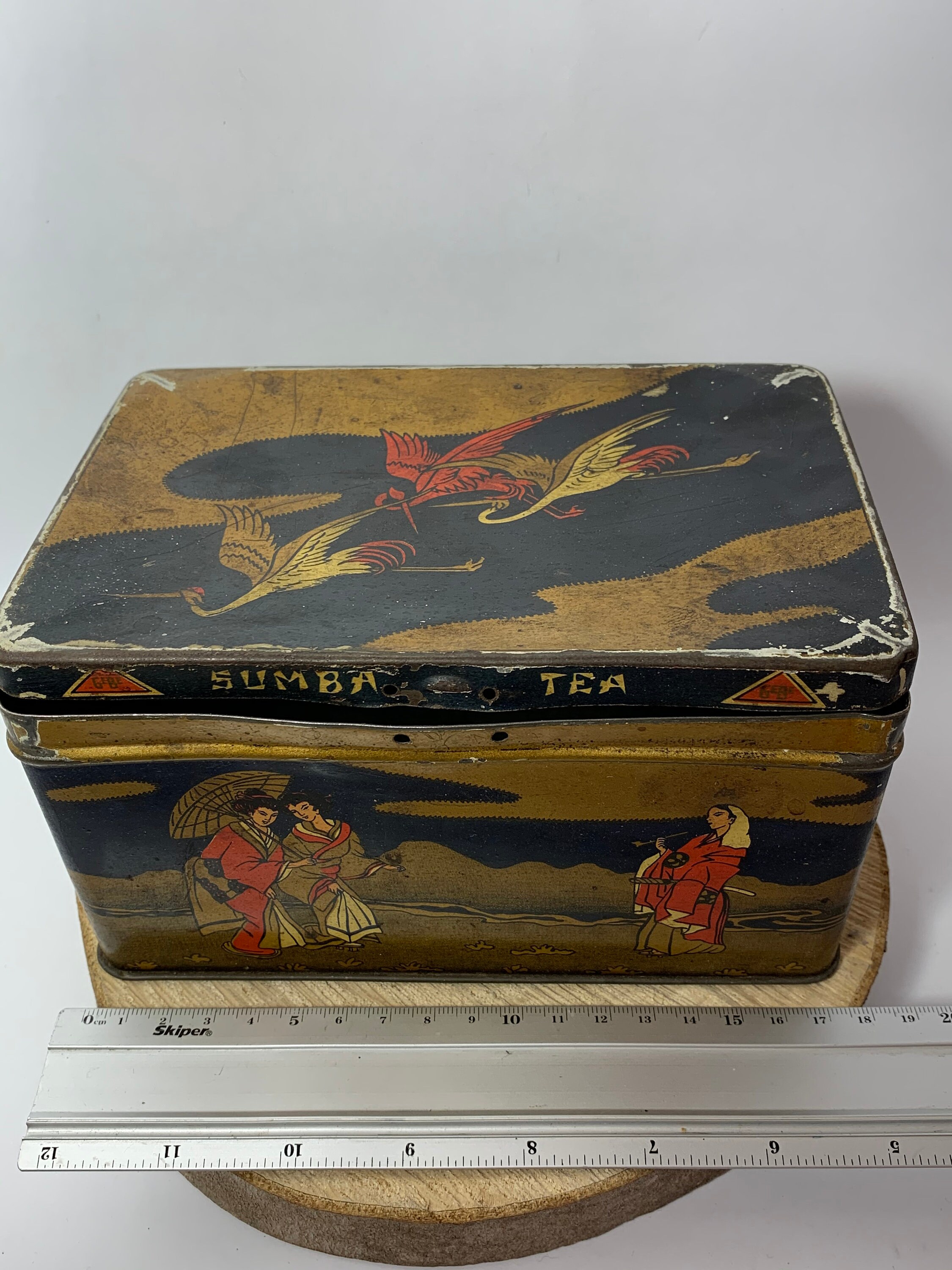 Large Vintage Tea Box, Tea Can, Old Poland 30s, Chinese Motif ...
