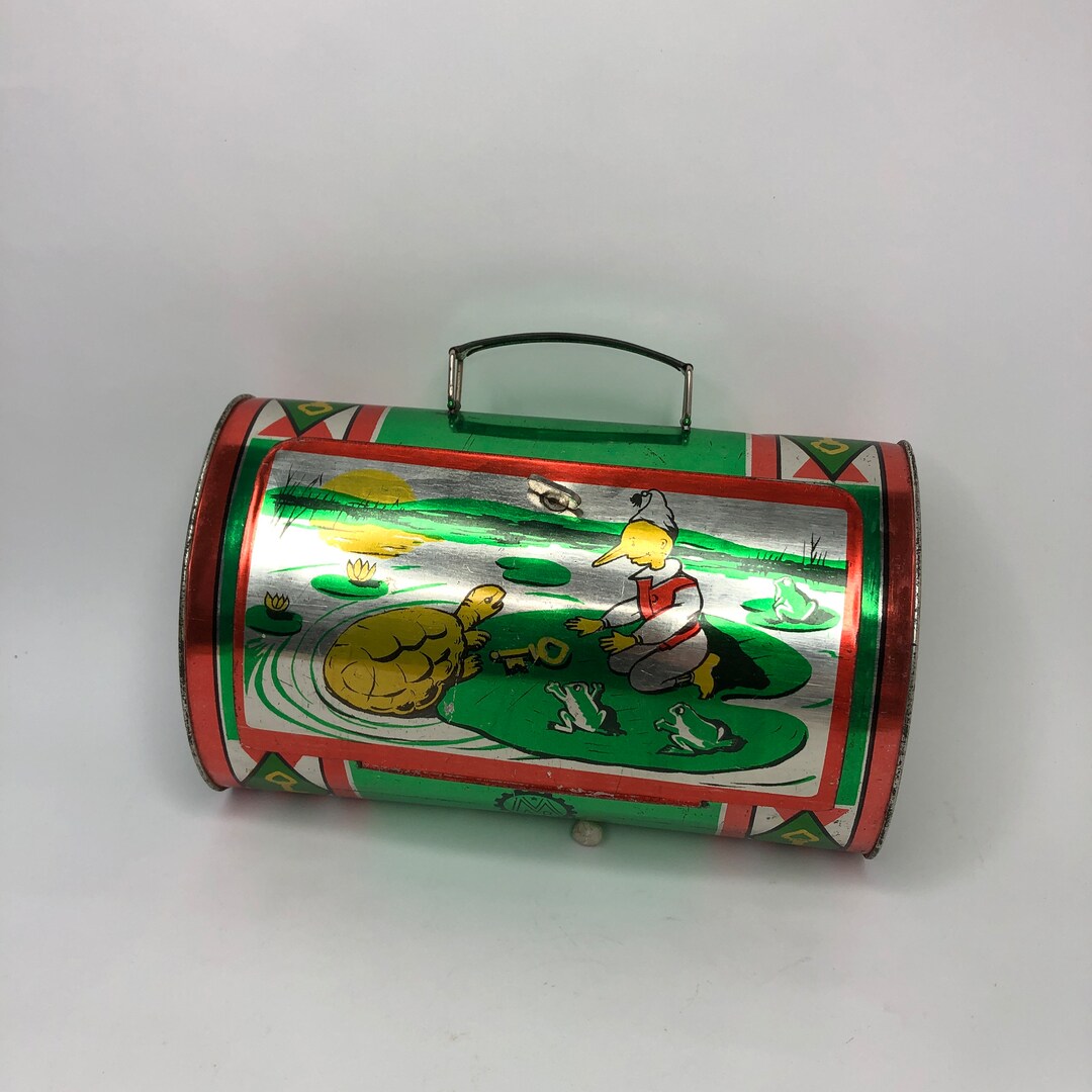 Vintage Lunch Box, Soviet Tin Box, Children's Metal Suitcase, Oval Bag ...