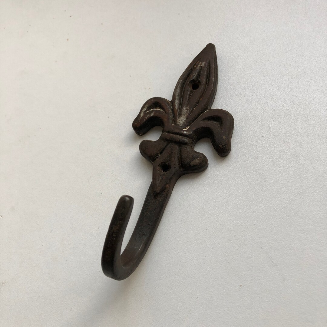 Antique Wall Hook - Hanger, Heraldic Lily, Cast Iron Hanger, Decorative ...