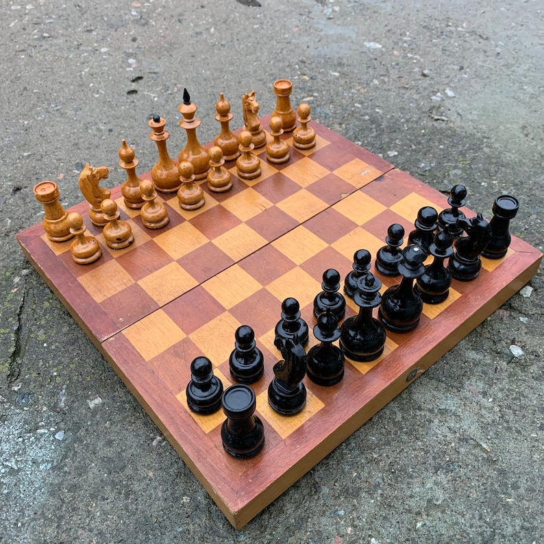 Vintage Chess Old Wooden Chess Soviet Board Game Logic - Etsy