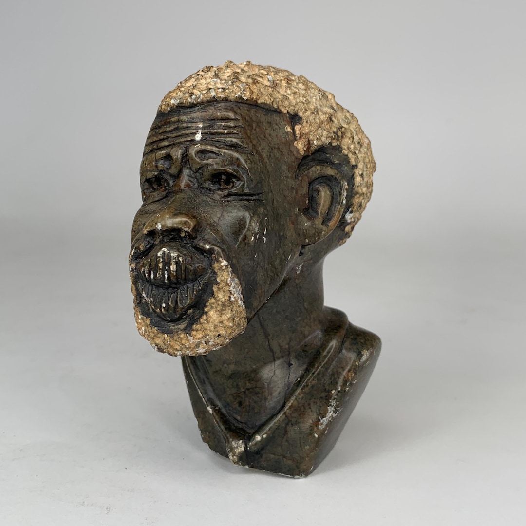 Vintage Stone Bust, African Man, Handcrafted, Carved Sculpture, African ...