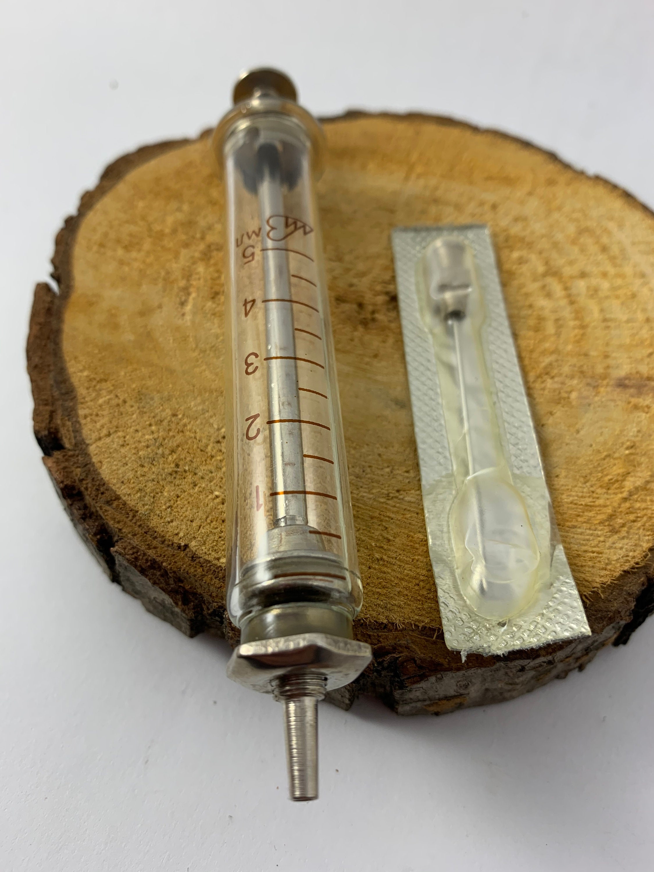 Reusable glass syringe Vintage USSR 80s Soviet medical instrument Old ...