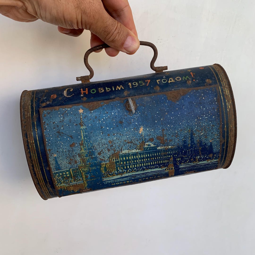 Vintage Lunch Box, Soviet Tin Box, Old Gift Box, Children's Metal ...