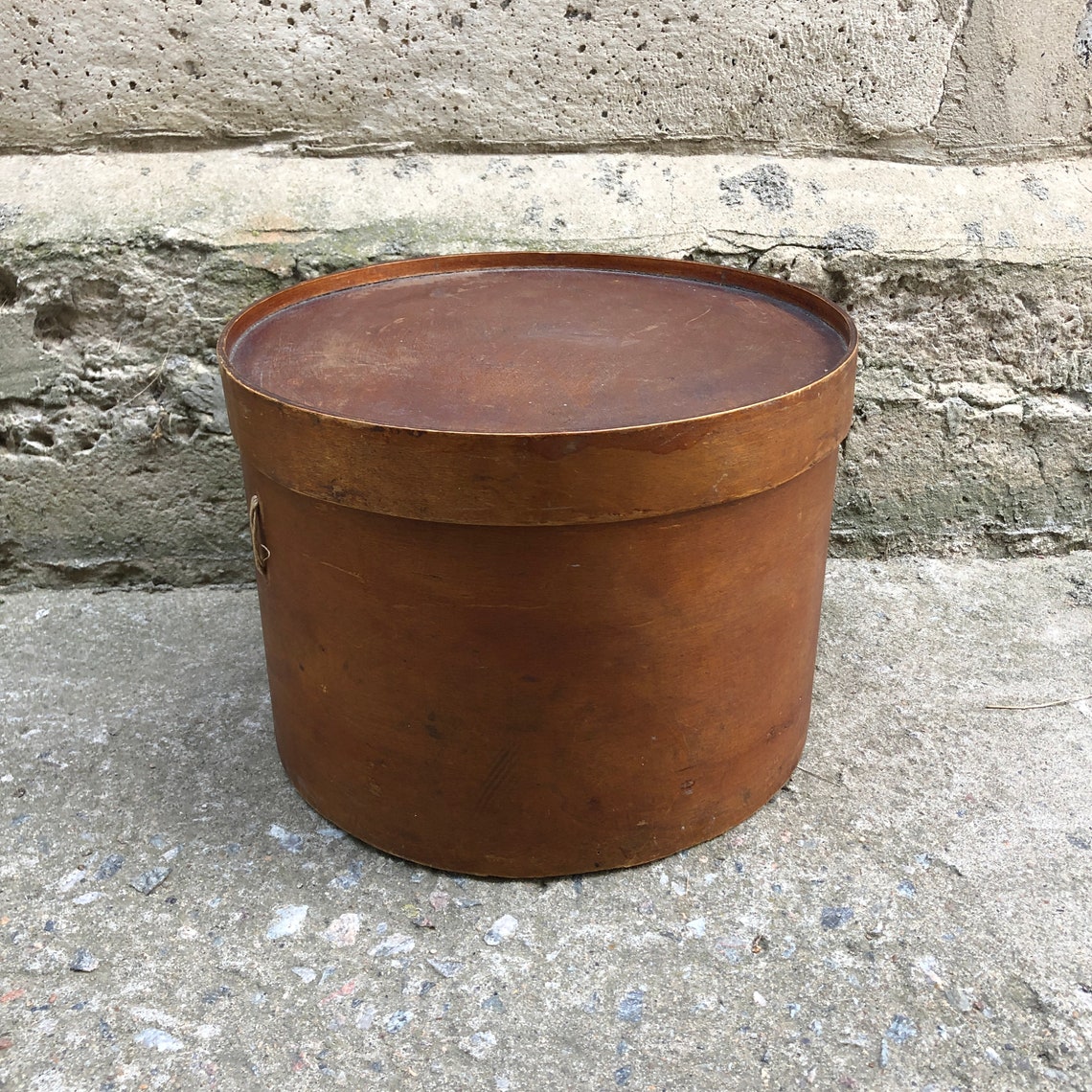 Vintage Hat Box, Antique Wooden Box, Round Wooden Container, Storage ...