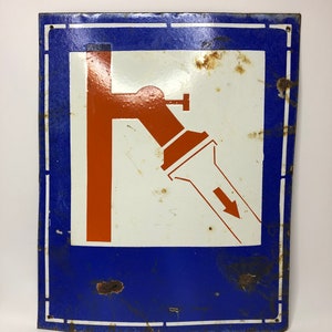 Vintage Enameled Sign " Fire Crane", Soviet Metal Sign, Antique Sign ...