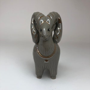 Vintage Faience Sculpture, Faience Ram,, Table Figurine, Collectible ...