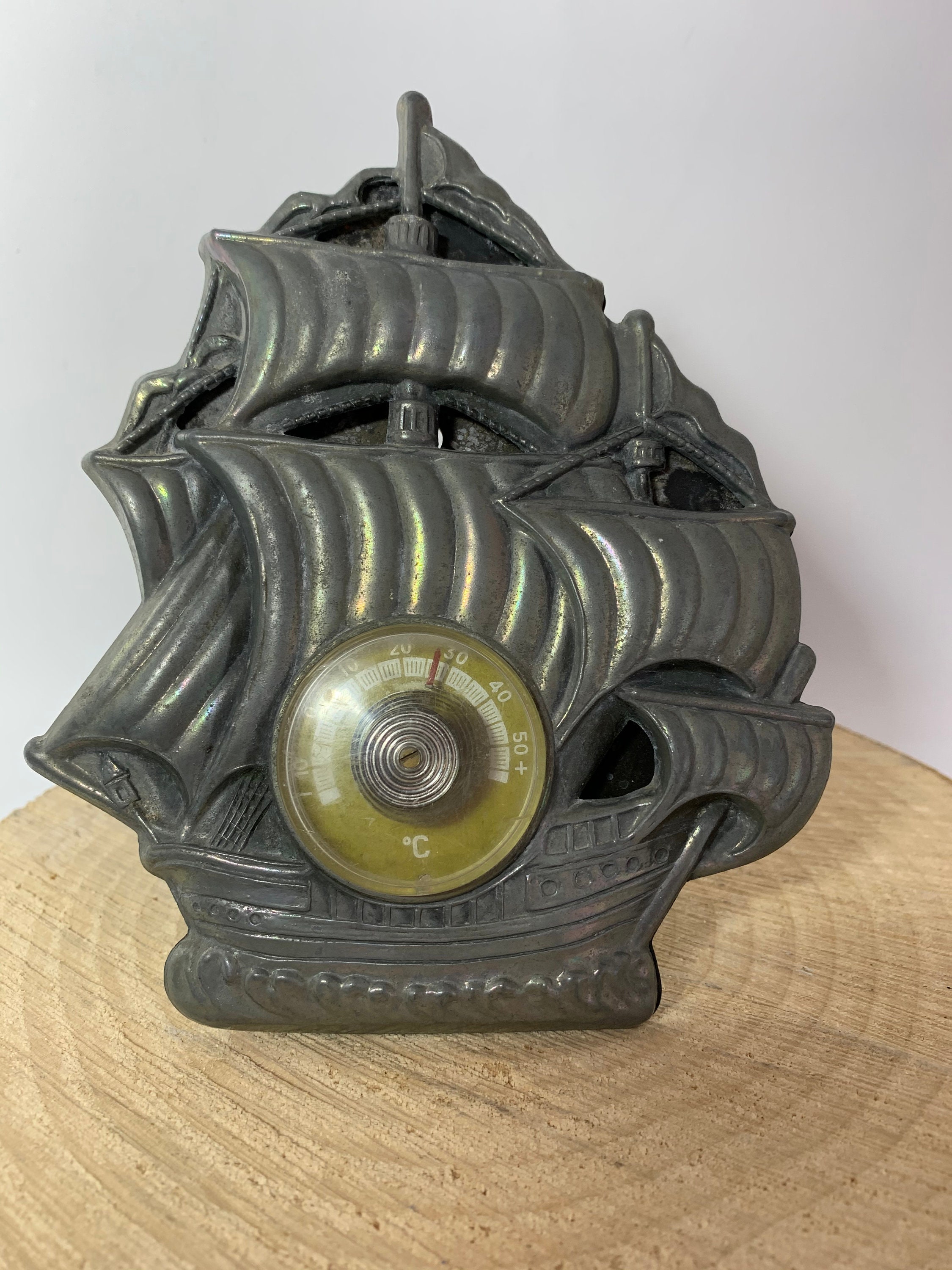 Vintage Wall Sailing Ship Thermometer, Desktop Thermometer, Celsius ...