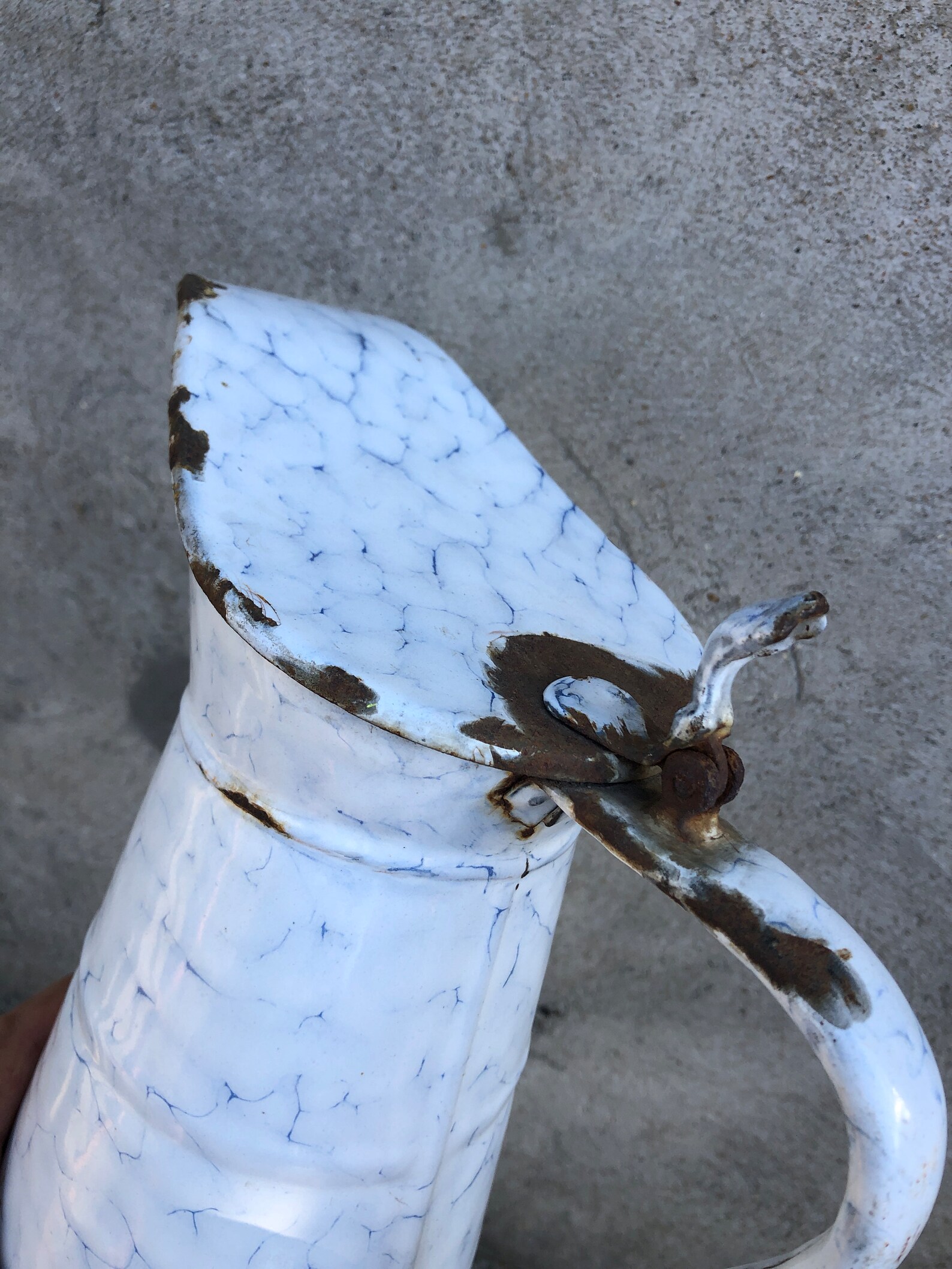 Vintage Enamel Pitcher, Water Pitcher, Large Bath Pitcher, Rustic Decor ...