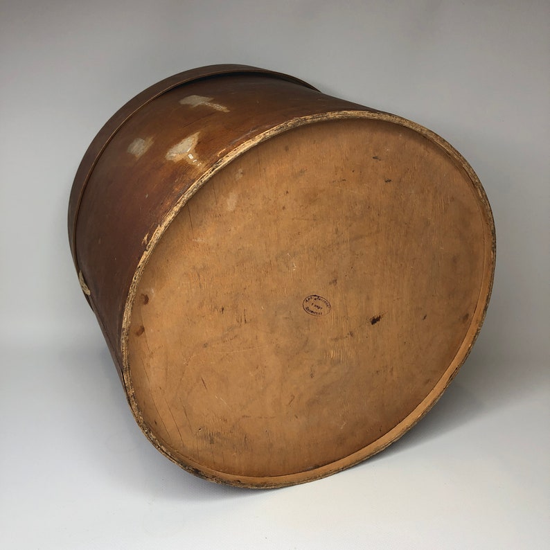 Vintage Hat Box, Antique Wooden Box, Round Wooden Container, Storage ...