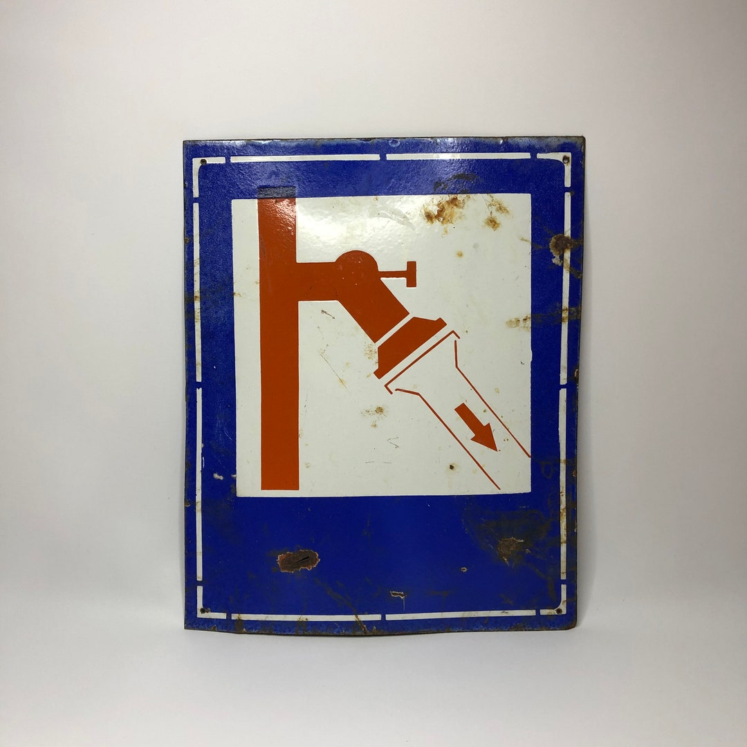 Vintage Enameled Sign Fire Crane, Soviet Metal Sign, Antique Sign, Rare ...