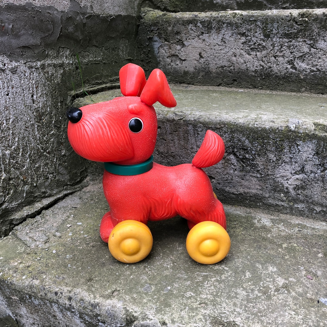 Vintage Rare Toy "dog", Plastic Dog, Soviet Plastic Toy, Toy on Wheels ...