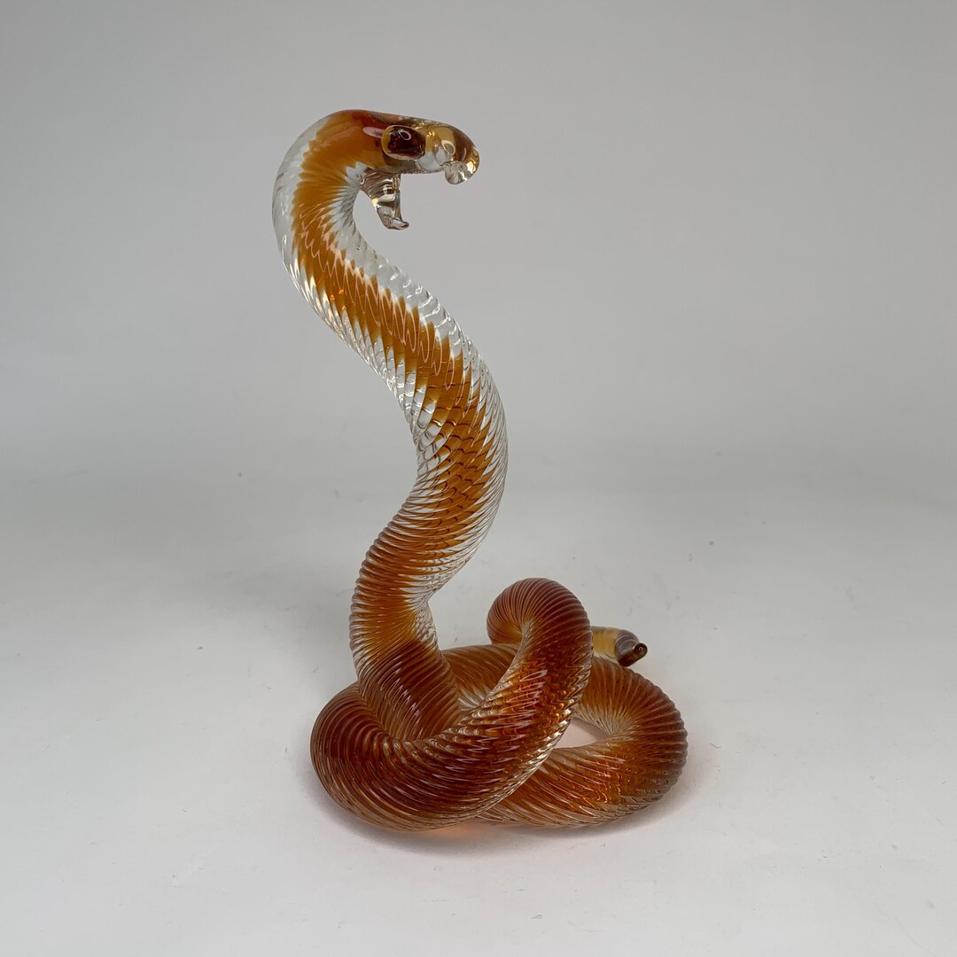 Vintage Snake Figurine, Glass Snake, Table Decor, Handmade, Decorative ...