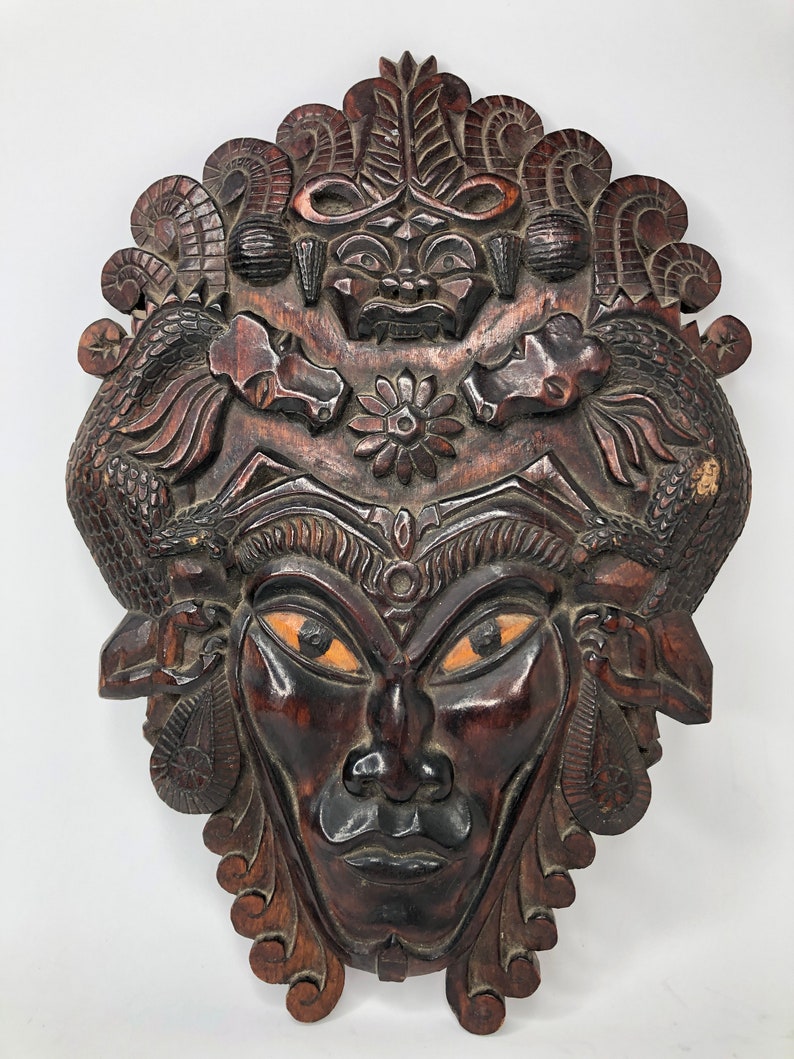 Vintage Wood Mask Large Wall Mask Carved Mask Wall Decor - Etsy