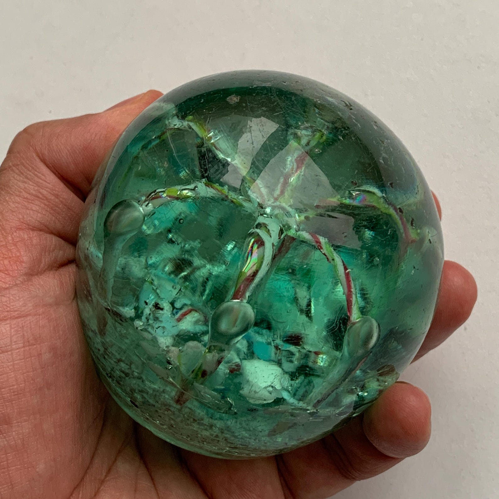 Vintage Paperweight, Glass Paperweight, Glass Decor, Spherical ...