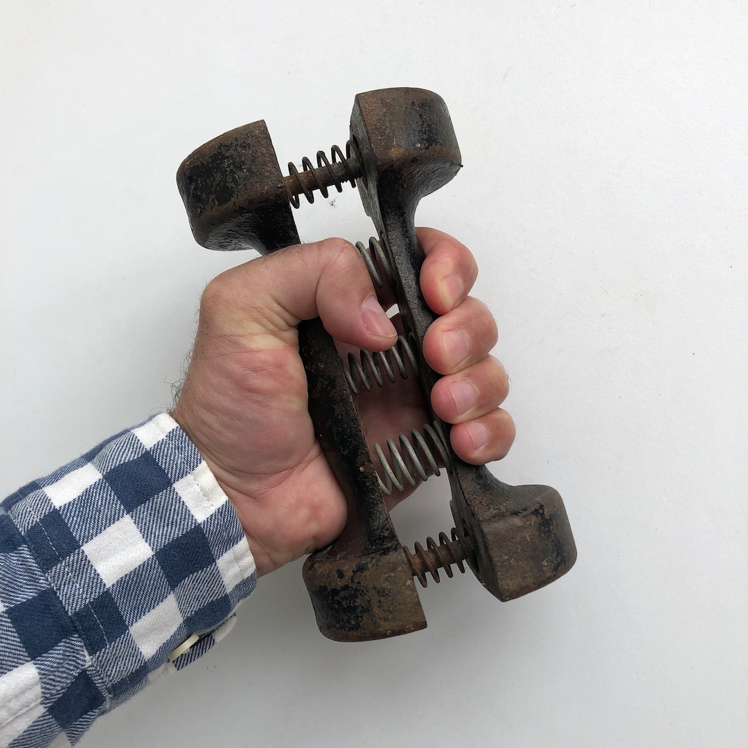 Vintage Dumbbell, Cast Iron Dumbbell, Soviet Dumbbell With Springs, Old ...