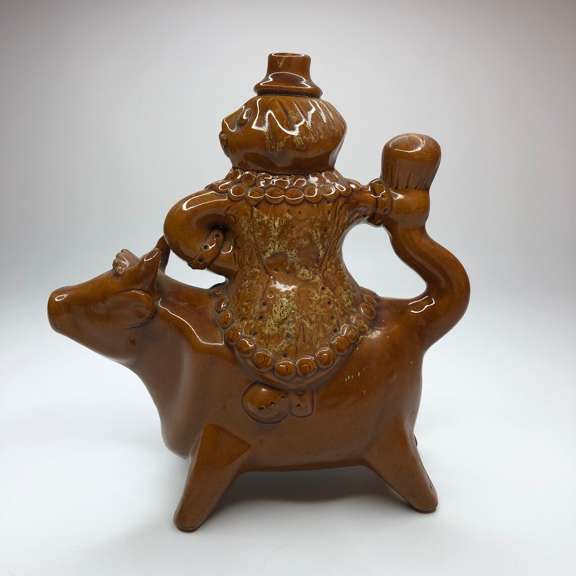 Vintage Clay Sculpture, Bull, Majolica, Folklore, Ceramic Animal ...