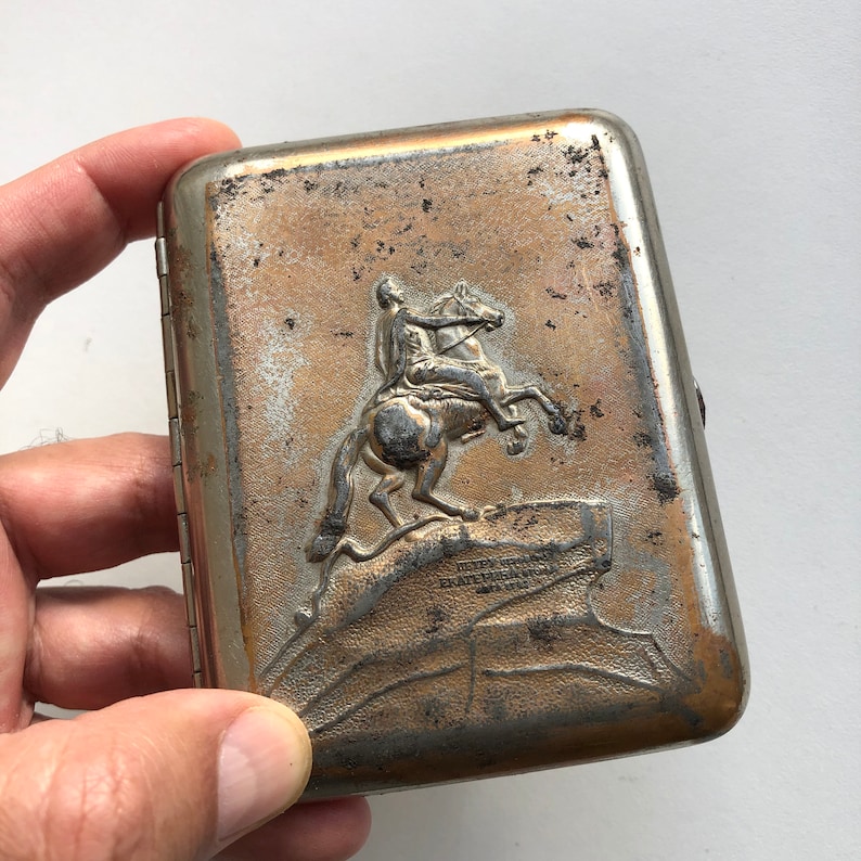 Vintage Cigarette Case With the Image of "peter 1", Soviet Cigarette ...