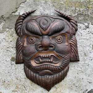 Vintage Devil Mask, Devil Face, Large Copper Mask, Handmade, Metal ...