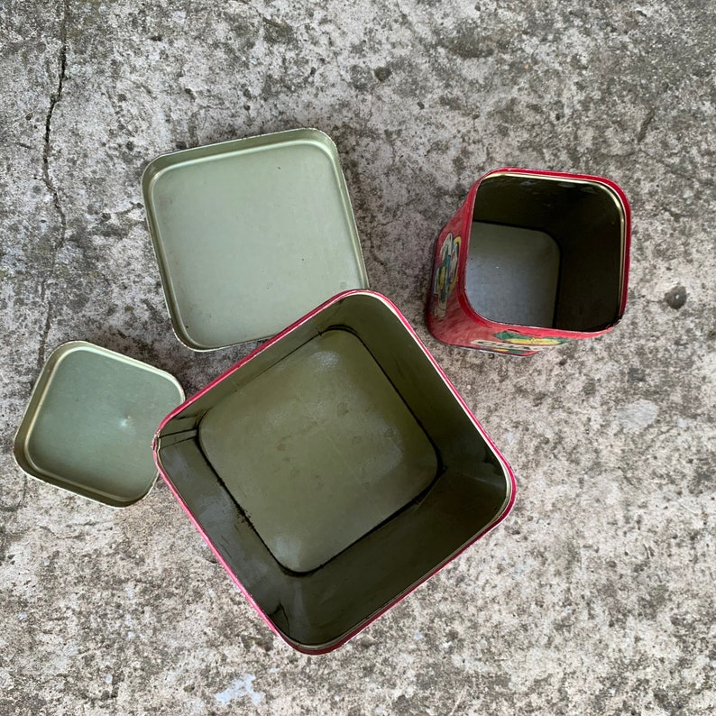 Vintage Tin Storage Boxes Two Container Set Soviet Colored | Etsy