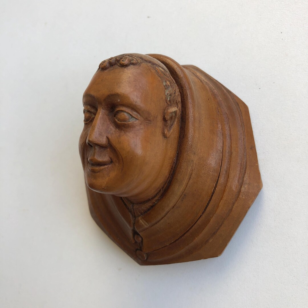 Vintage Monk Sculpture, Martin Luther, Wood Carved Figurine, Handmade ...